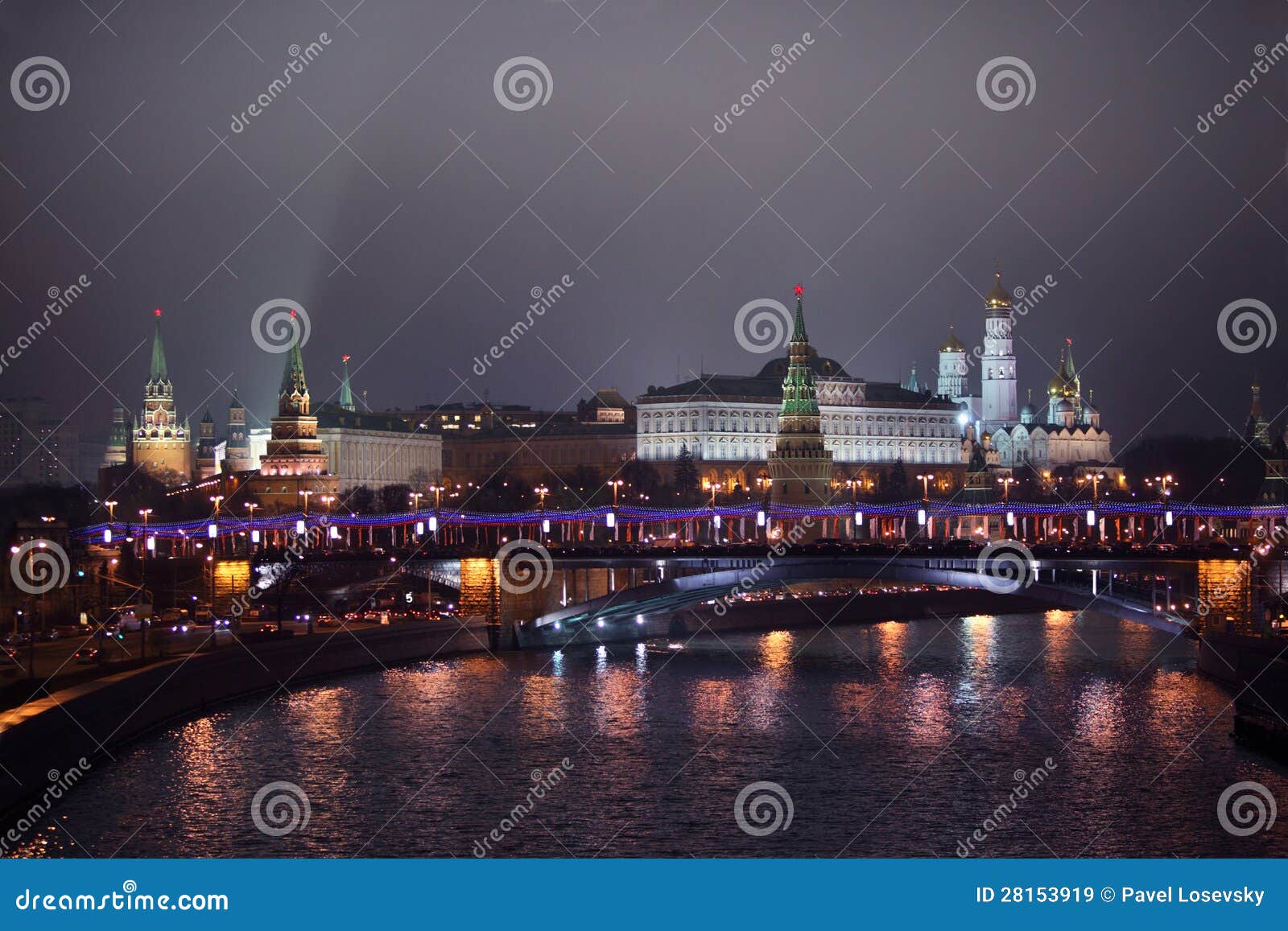 Kremlin View from Patriarshii Bridge at Winter Stock Image - Image of ...