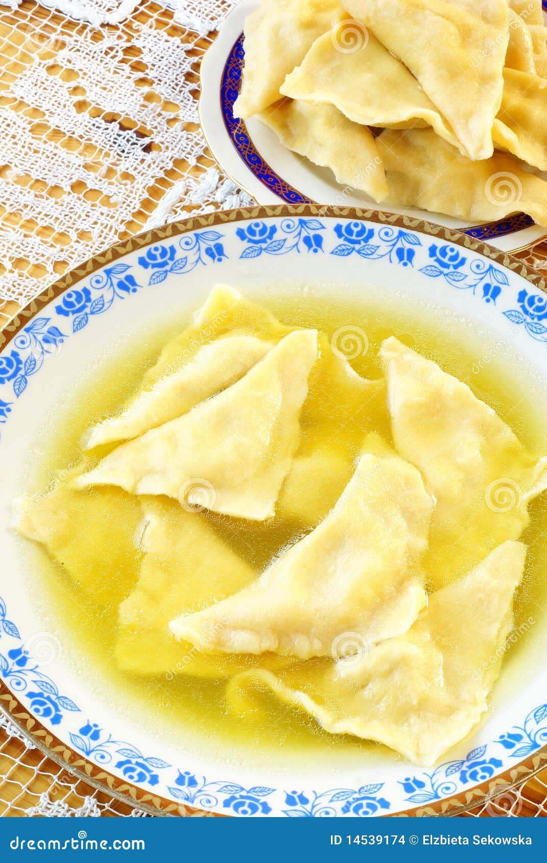 Kreplach - Jewish Ravioli in Chicken Soup Stock Photo - Image of ...