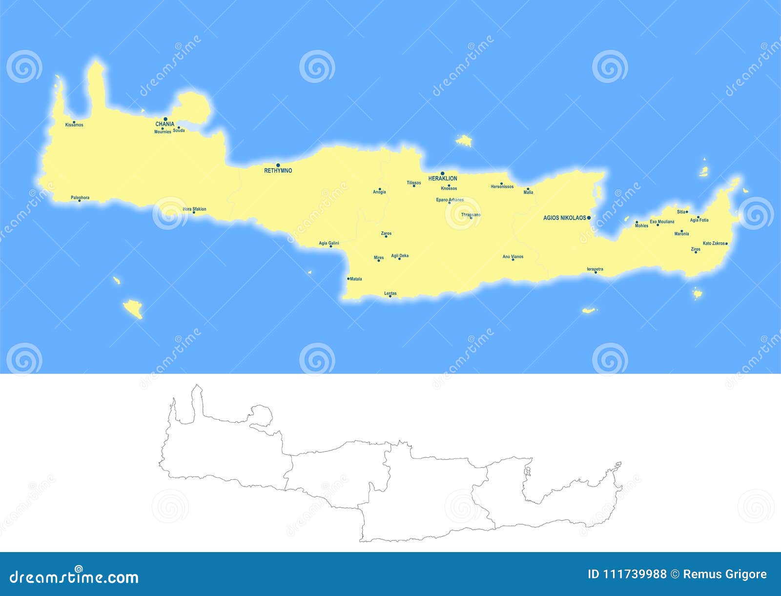 Kreta-Karte vektor abbildung. Illustration von griechisch - 111739988