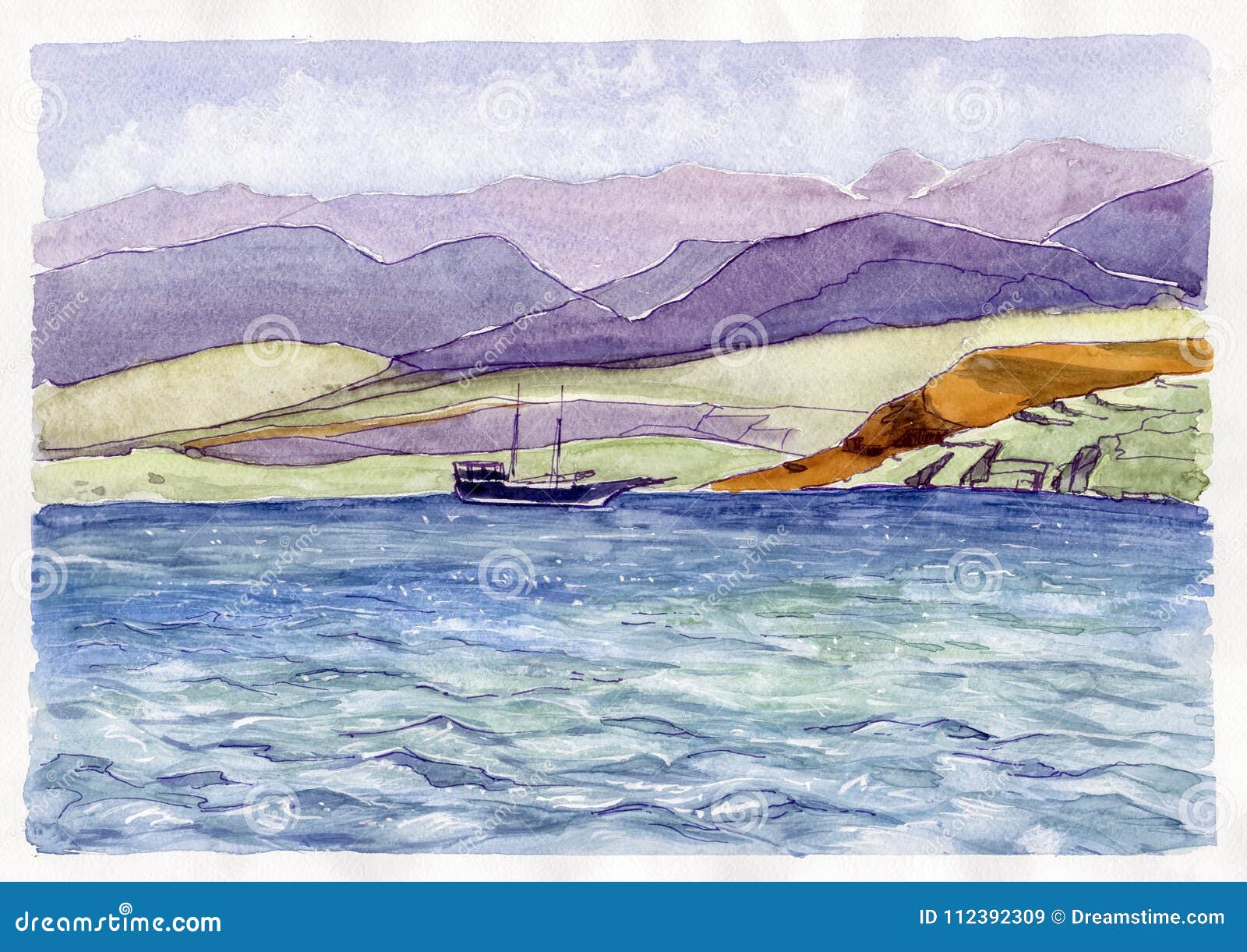 Kreta-Landschaftsaquarellkunst Stock Abbildung - Illustration von reise ...