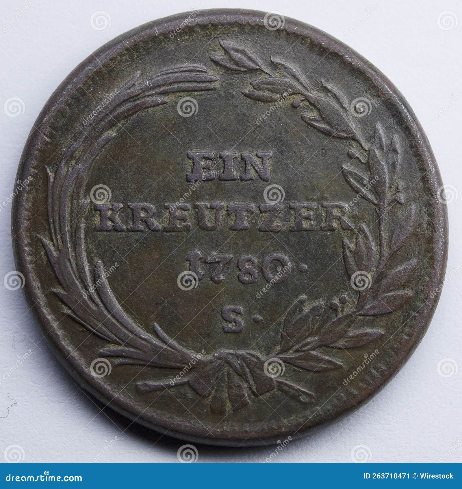 Kreutzer Medieval Silver Coin 1780 On White Background Stock Image ...