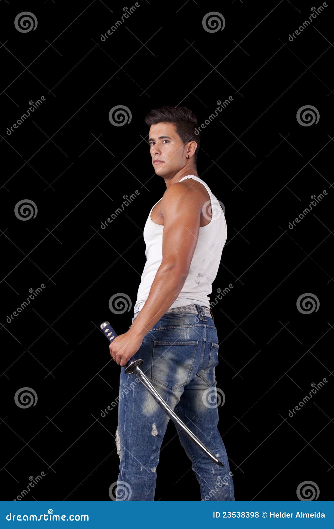 Krieger mit ninja Klingen stockfoto. Bild von kühl, blatt - 23538398