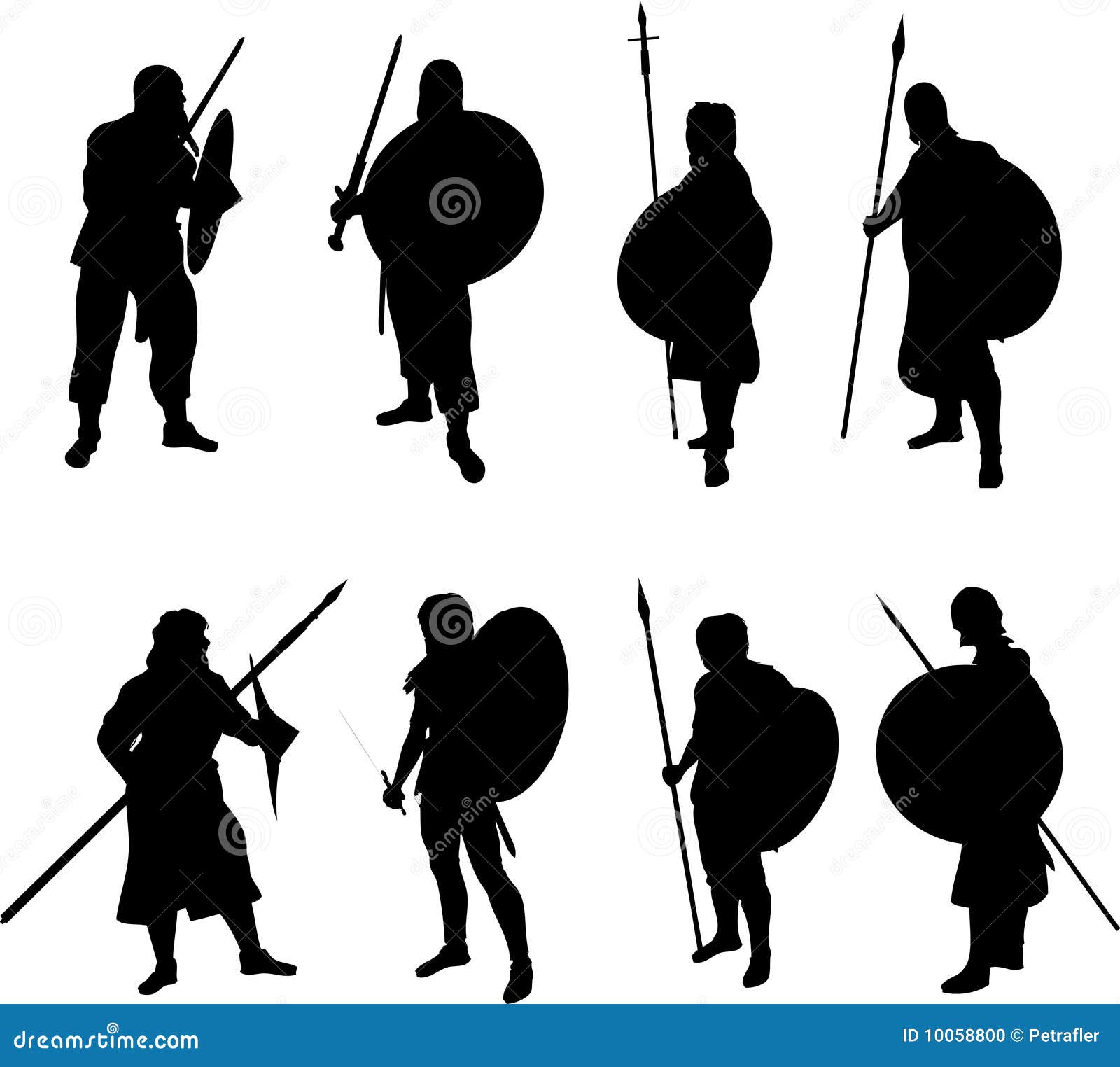 Krieger-Schattenbilder vektor abbildung. Illustration von weinlese ...