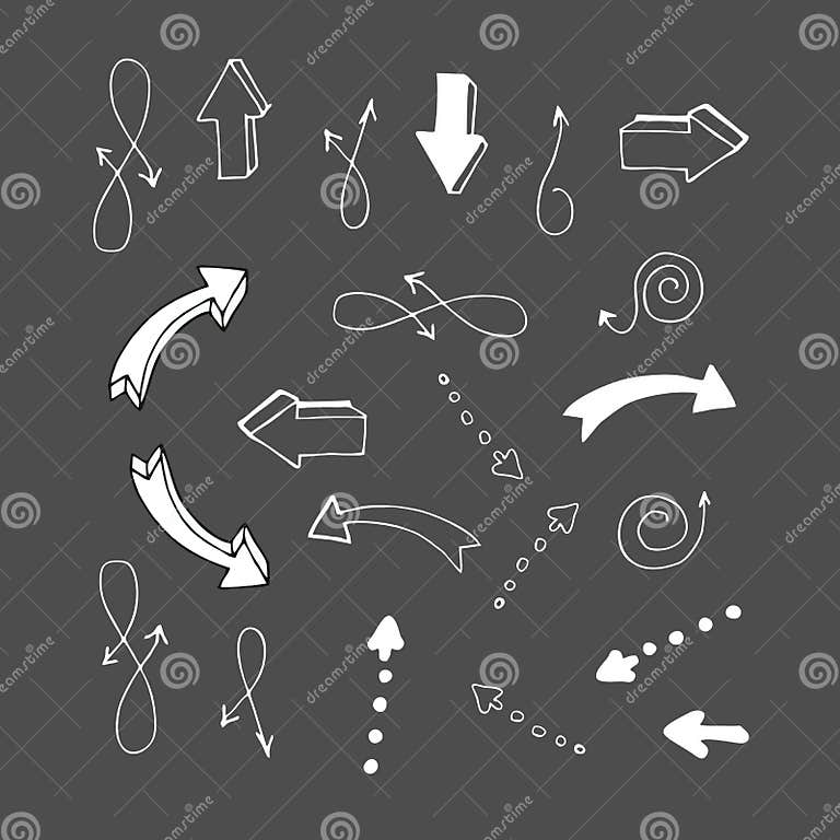 Krijt Op Bord Vector Illustratie Reeks Kentekens Pijlen, Wijzer, Pijl ... Krijt Op Bord Vector Illustratie Reeks Kentekens Pijlen, Wijzer, Pijl ...
