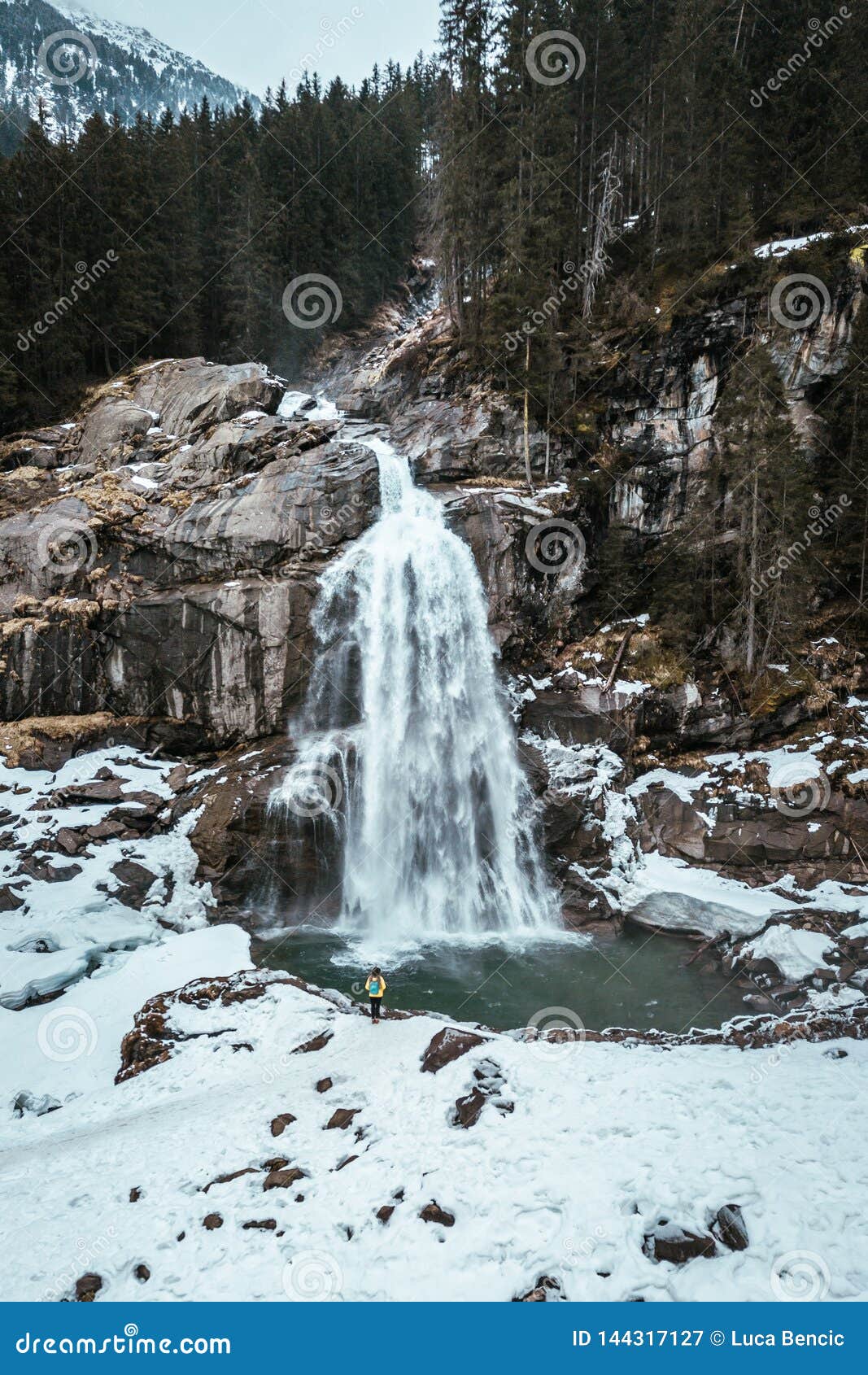 Krimmler Waterfall in Winter Stock Image - Image of snow, natural ...