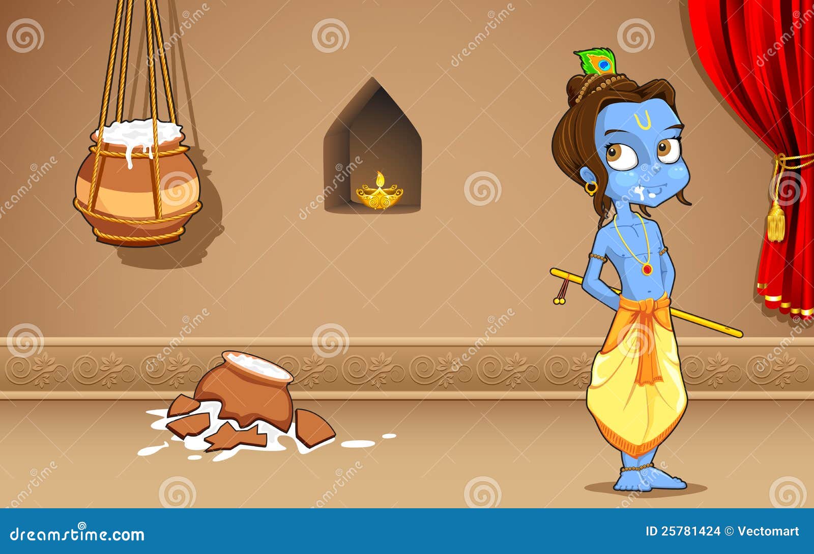 Krishana in Janmashtami stock vector. Illustration of ethnicity - 25781424
