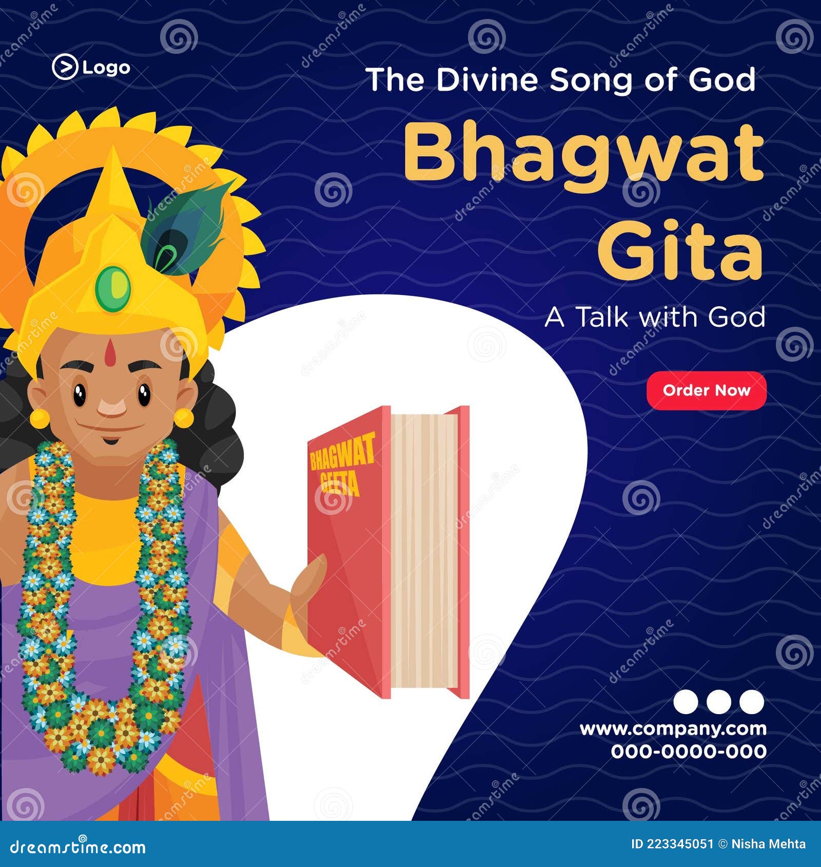 Banner Design of the Divine Song of God Bhagwat Gita Stock Vector ...