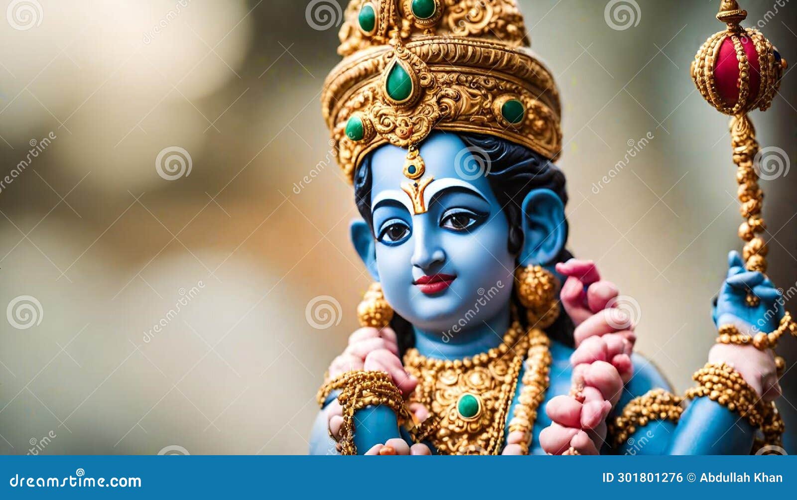 Krishna in Asian Style. Religious Concept with Selective Focus and ...