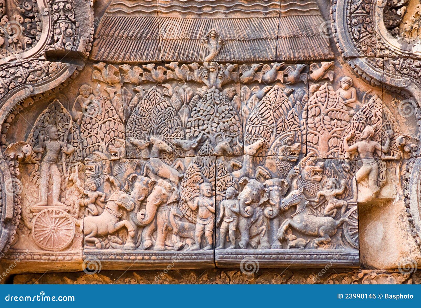 Krishna And Balarama Ancient Carving, Angkor Royalty-Free Stock Image ...