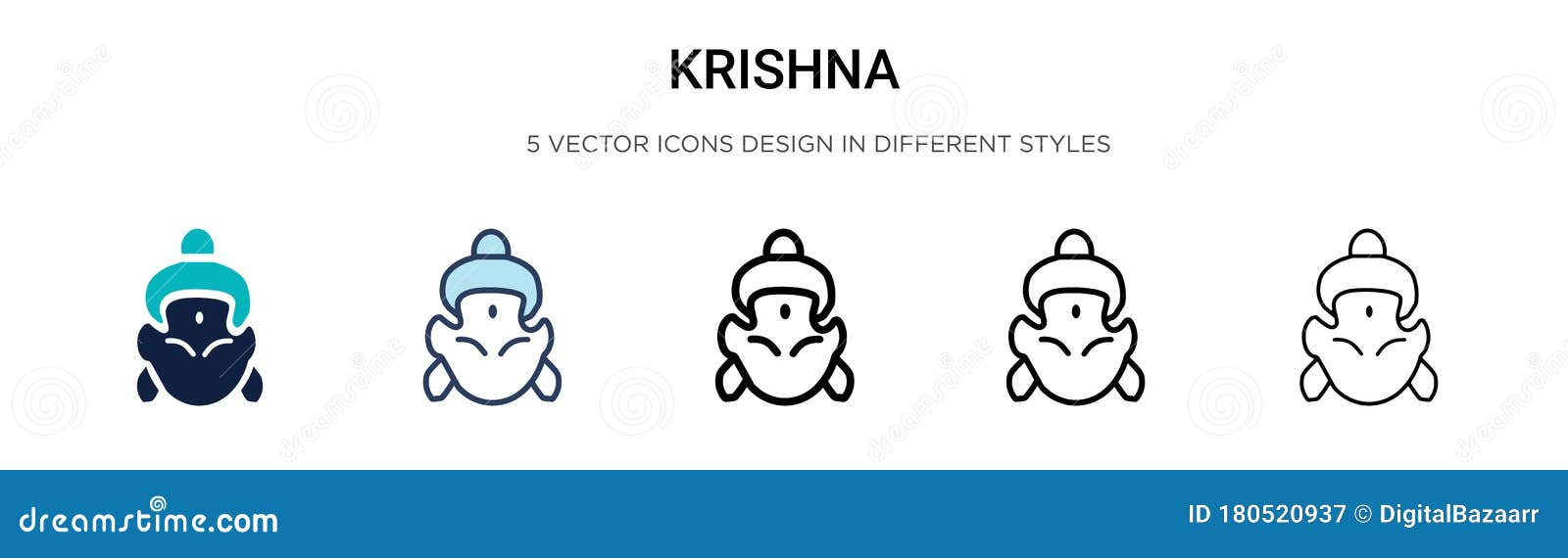 Krishna Icon in Filled, Thin Line, Outline and Stroke Style. Vector ...