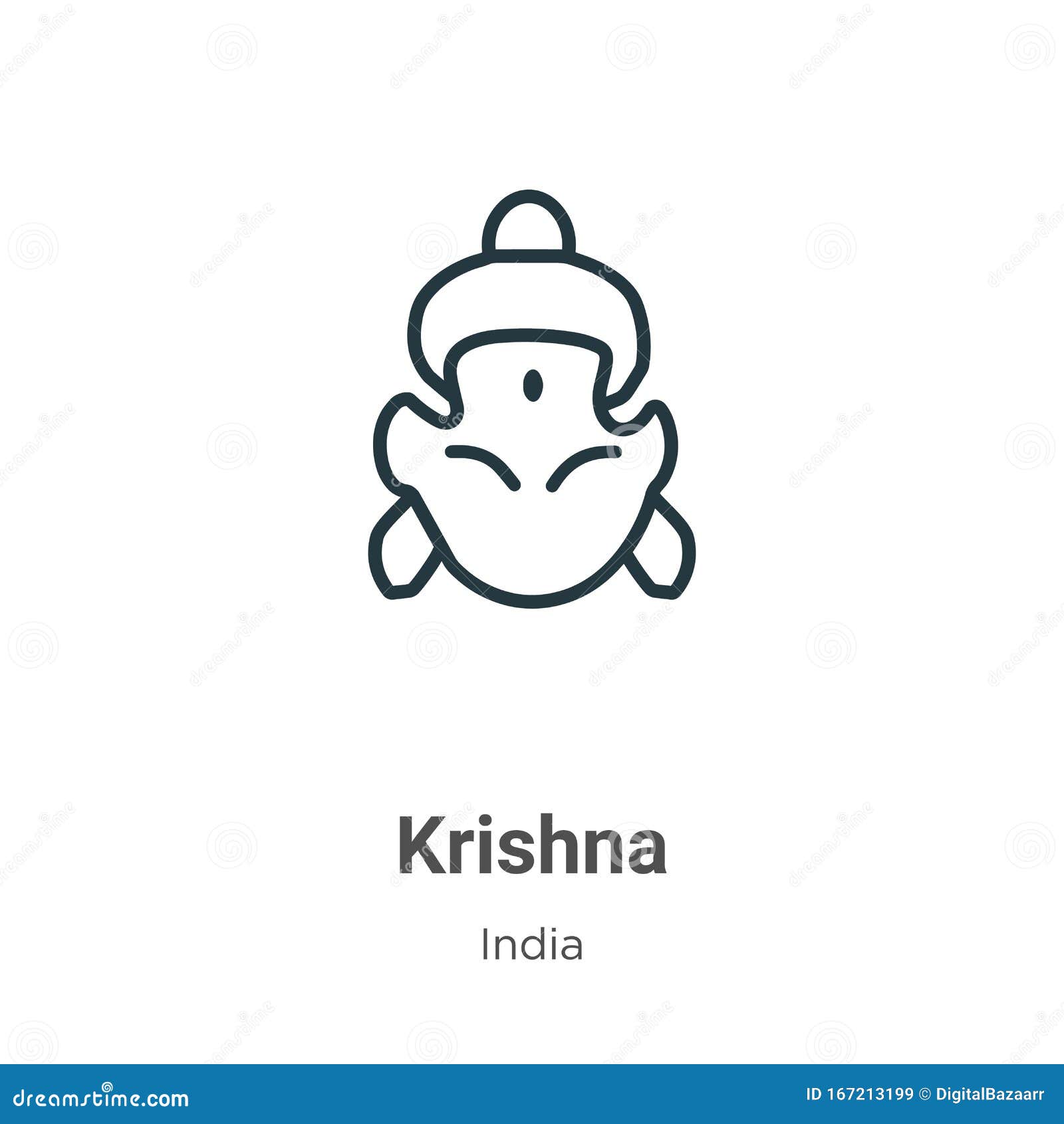 Krishna Outline Vector Icon. Thin Line Black Krishna Icon, Flat Vector ...