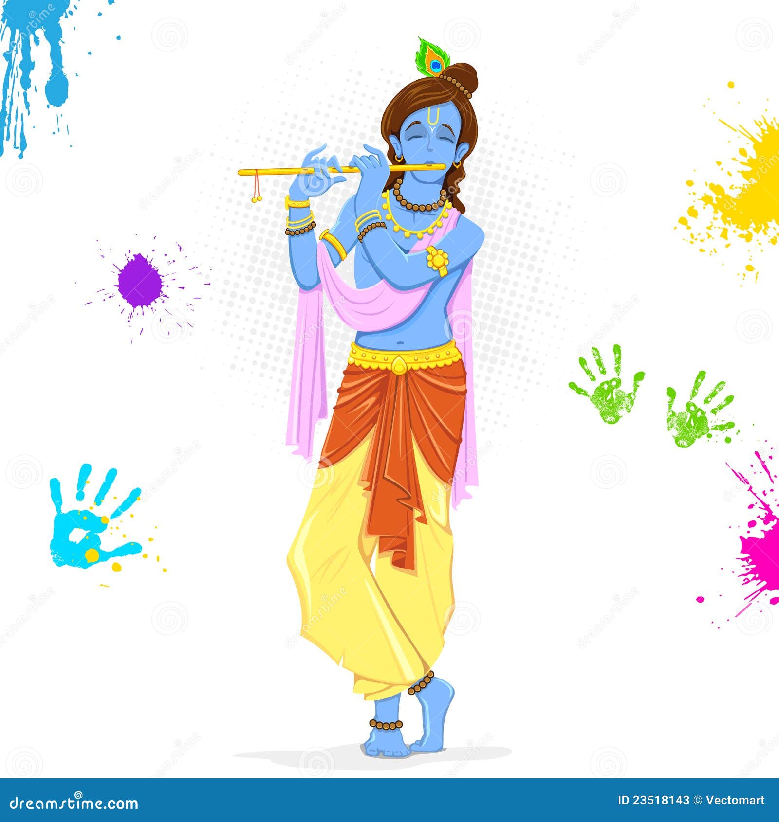Krishna Playing Holi stock vector. Illustration of figure - 23518143