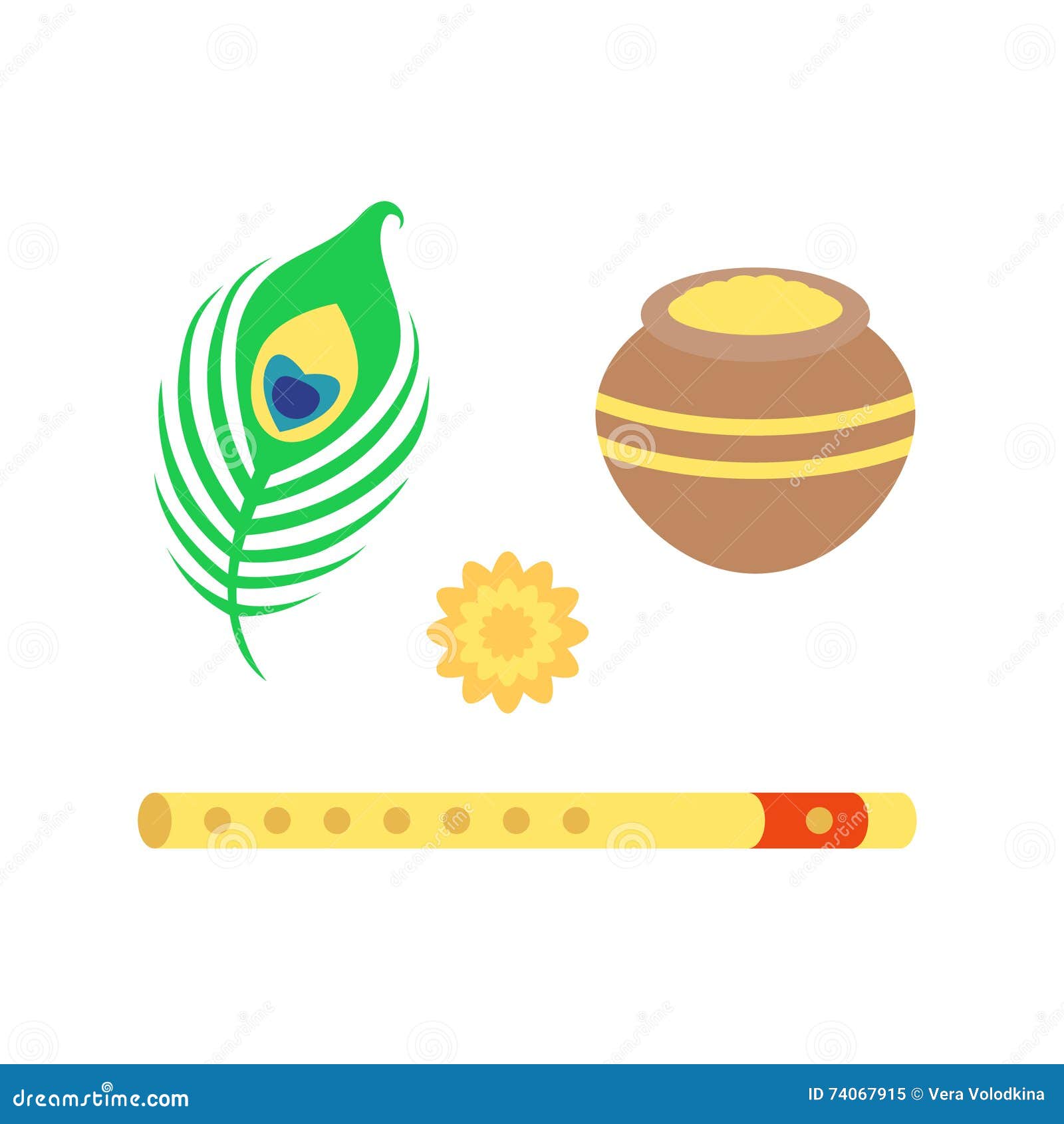 Krishna Symbol Set on White Background Stock Vector - Illustration of ...