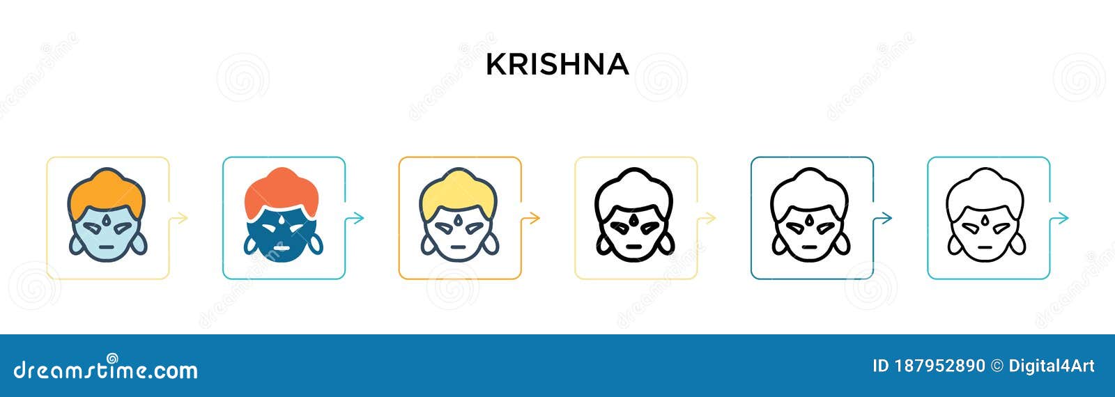 Krishna Vector Icon in 6 Different Modern Styles. Black, Two Colored ...