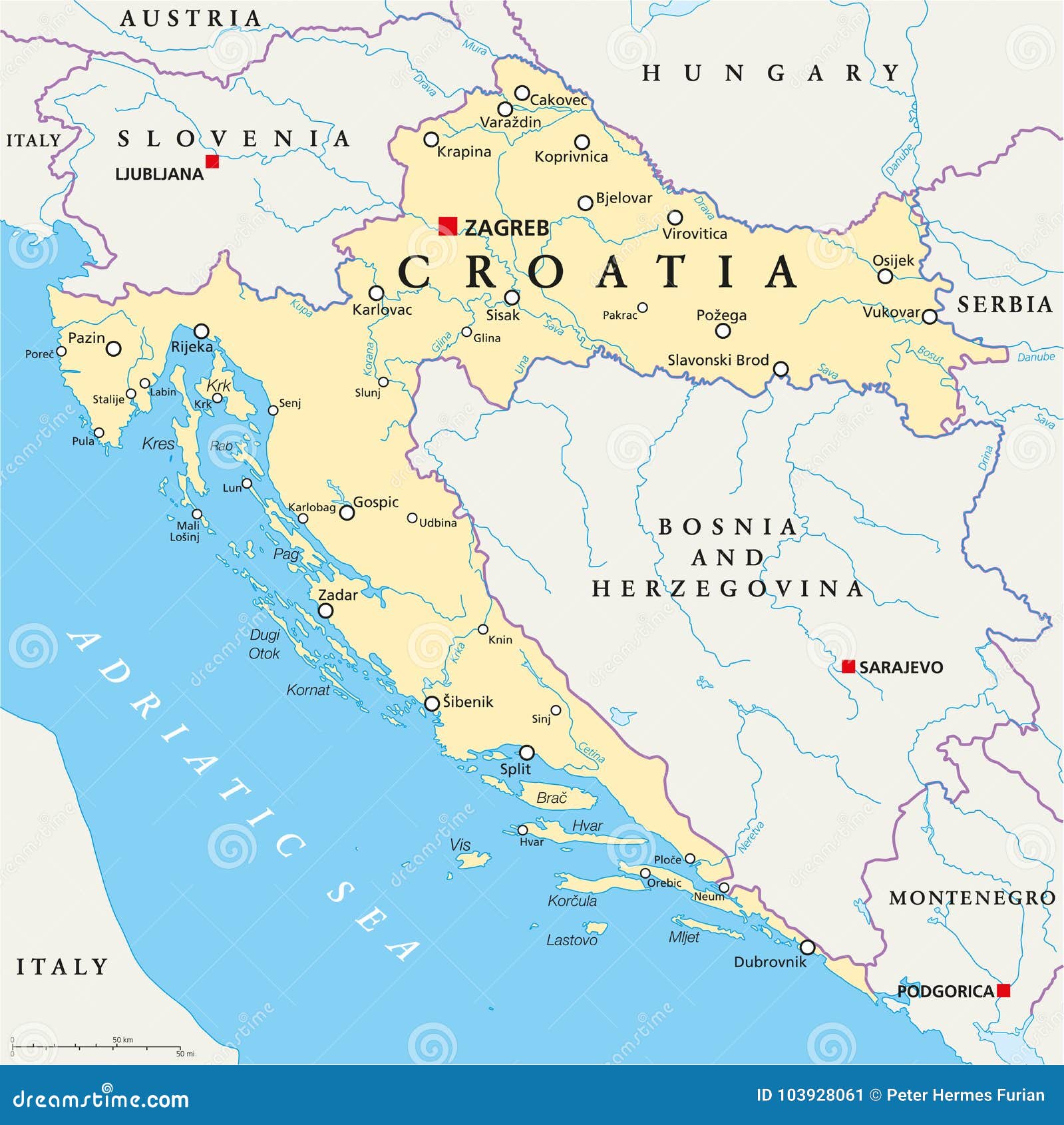 Kroatien-politische Karte vektor abbildung. Illustration von ... Kroatien-politische Karte vektor abbildung. Illustration von ...