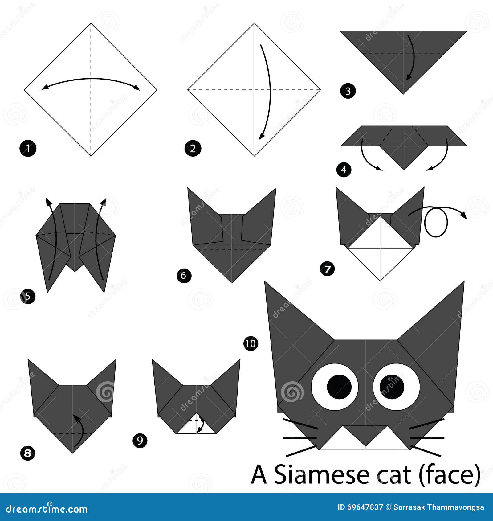 Krok Po Kroku Instrukcje Dlaczego Robić Origami Kota Ilustracja Wektor ... Krok Po Kroku Instrukcje Dlaczego Robić Origami Kota Ilustracja Wektor ...