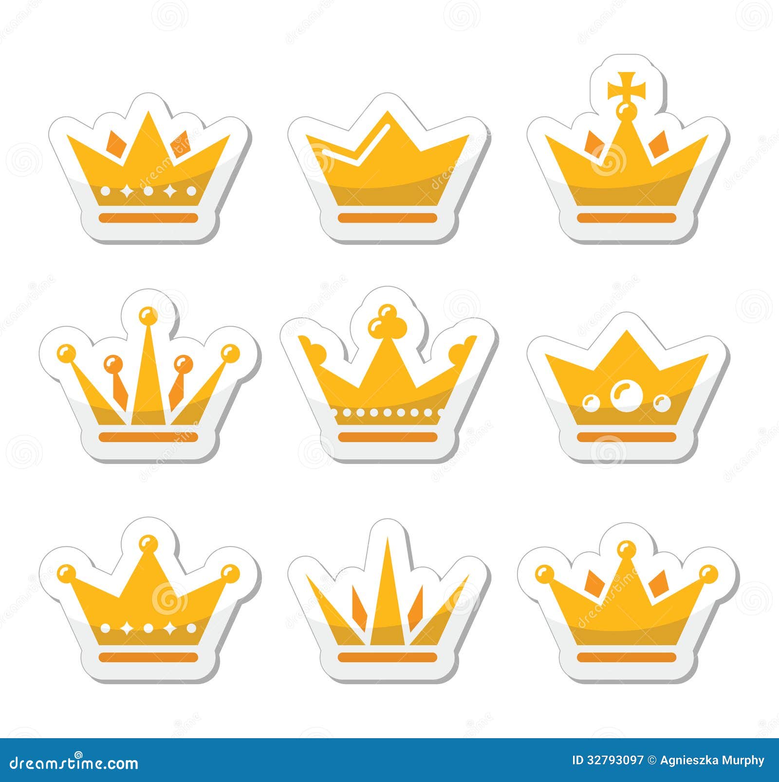 Krona Kungafamiljensymbolsuppsättning Stock Illustrationer ...