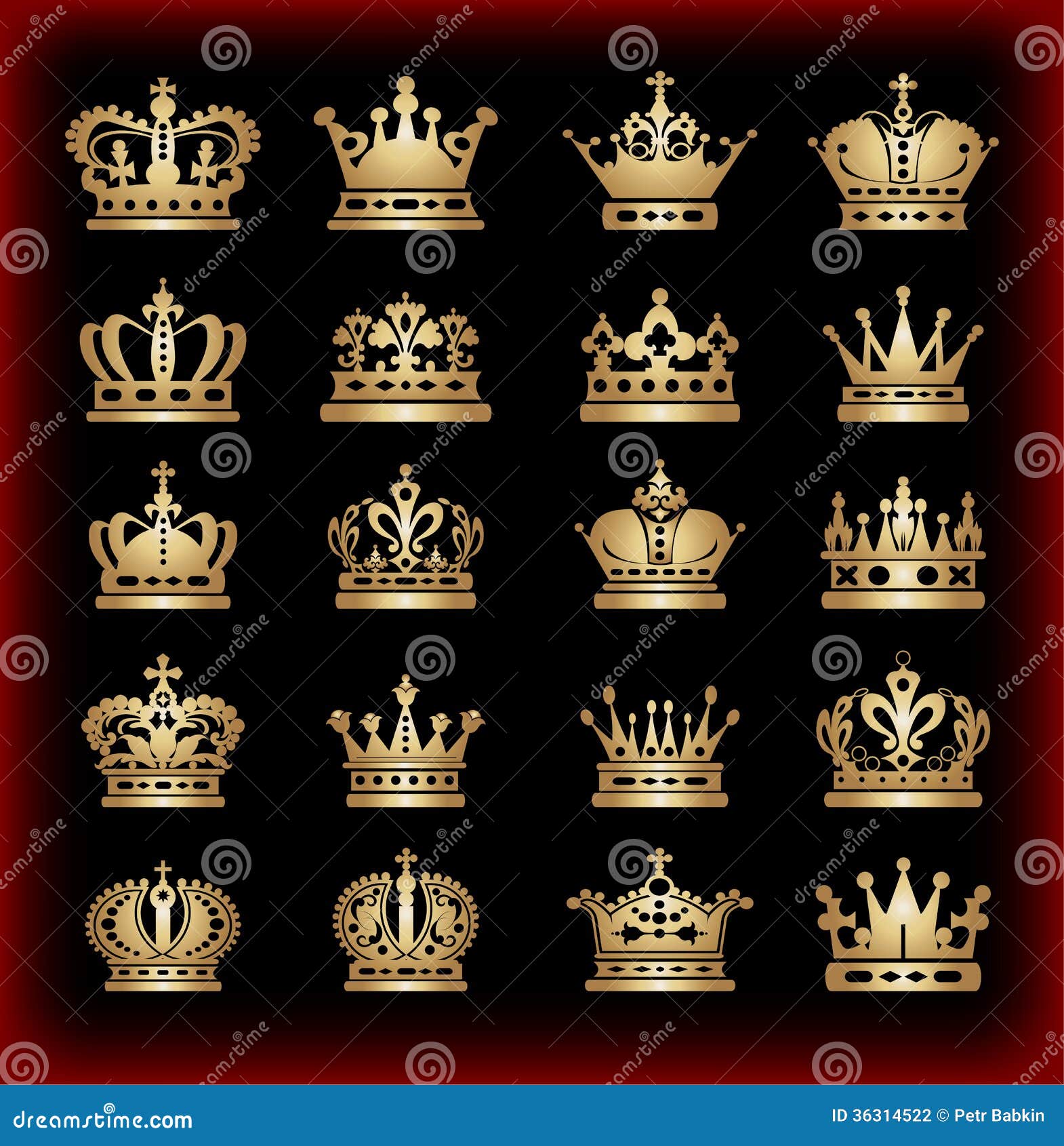 Krona. Samlingssymboler. Vektor. Vektor Illustrationer - Illustration ...