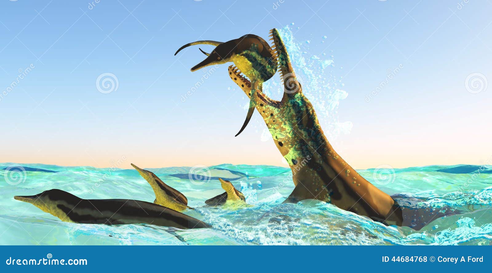 Kronosaurus Marine Reptile Attack Stock de ilustración - Ilustración de ...