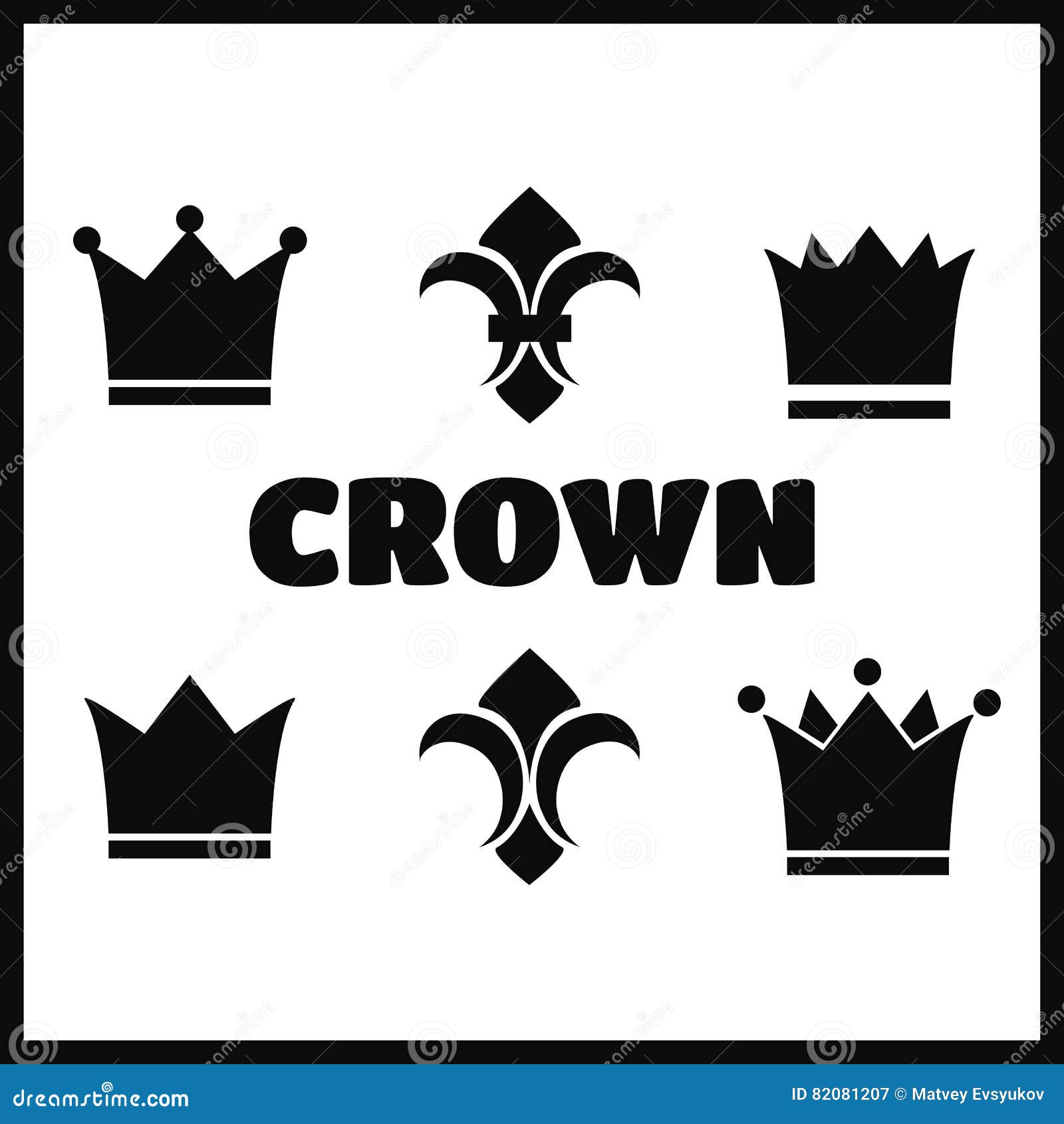 Kroon En Fleur DE Lis Pictogrammen Stock Illustratie - Illustration of ...
