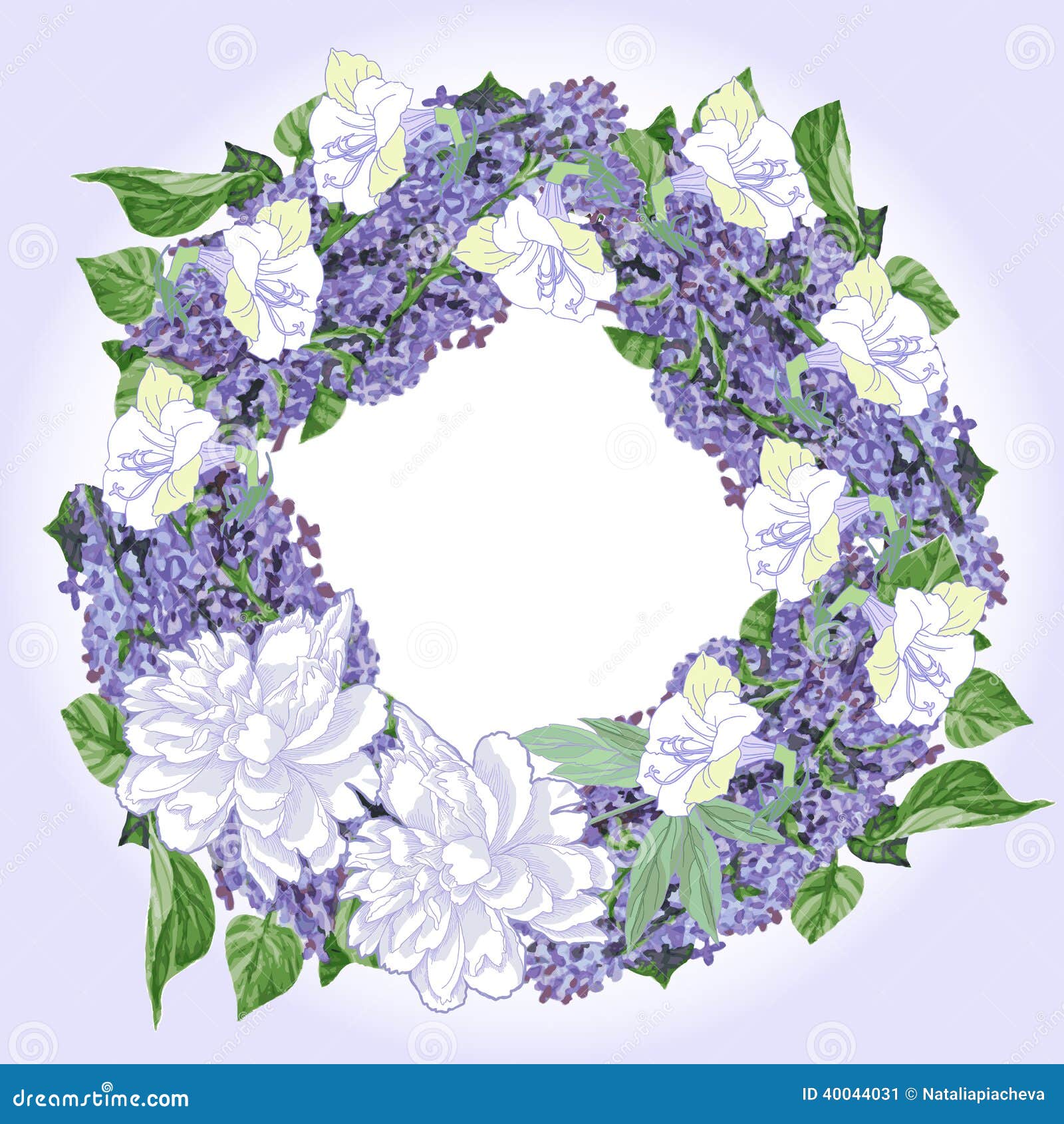 Kroon Met Witte Pioenen En Sering Vector Illustratie - Illustration of ...