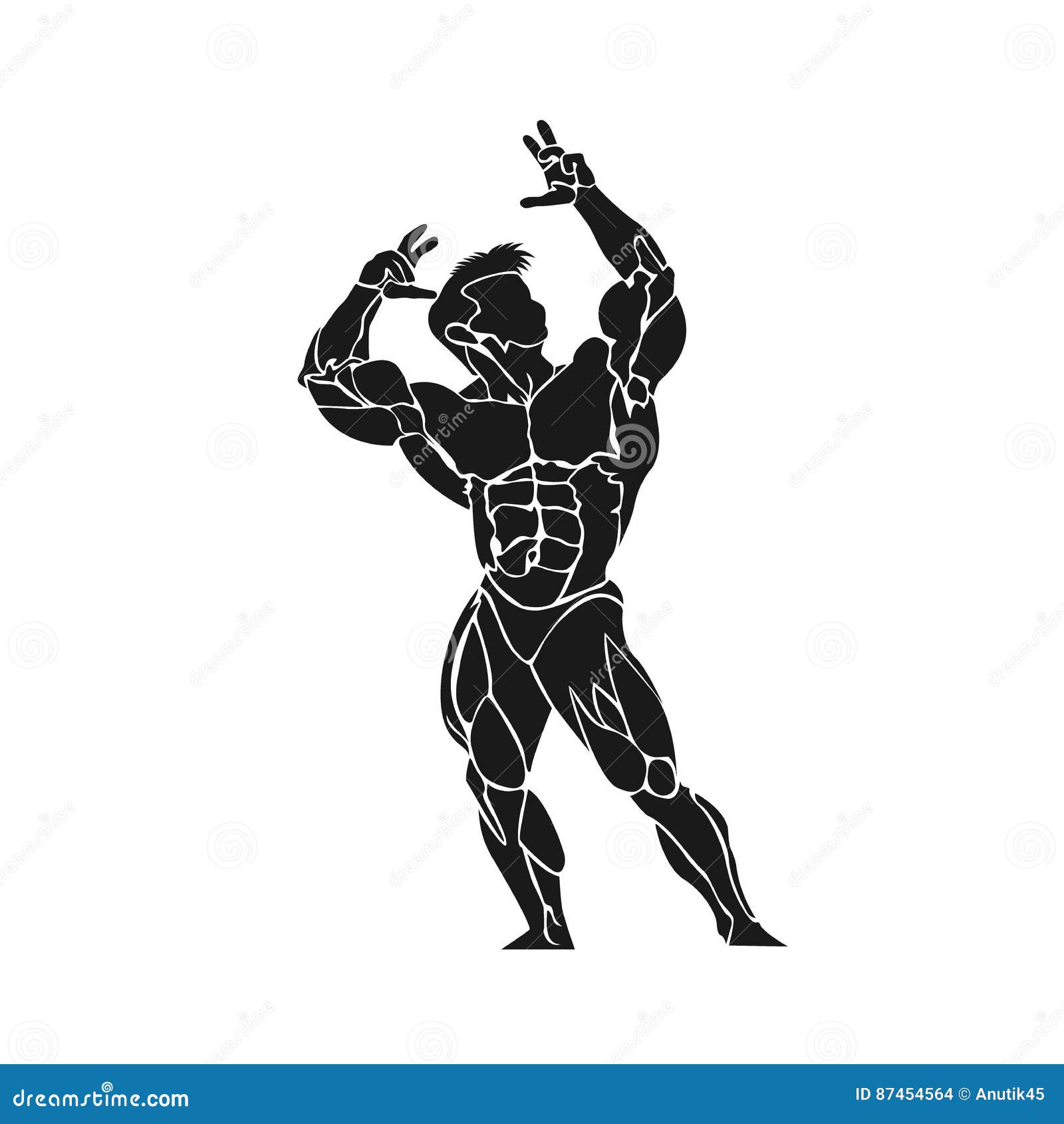 Kroppsbyggare Som Poserar, Symbol, Vektor Vektor Illustrationer ...