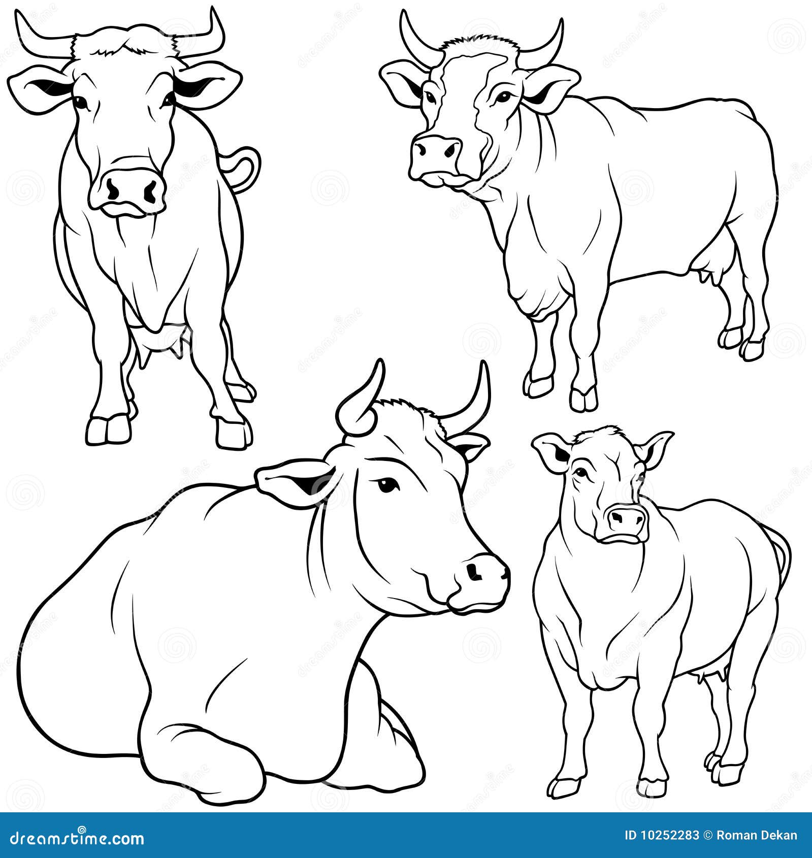 Krowa set ilustracja wektor. Ilustracja złożonej z krowa - 10252283