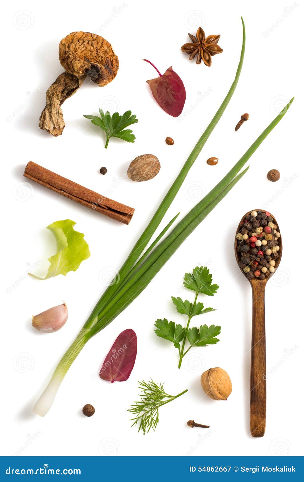 Kruiden En Kruiden Op Wit Worden Geïsoleerd Dat Stock Afbeelding ...
