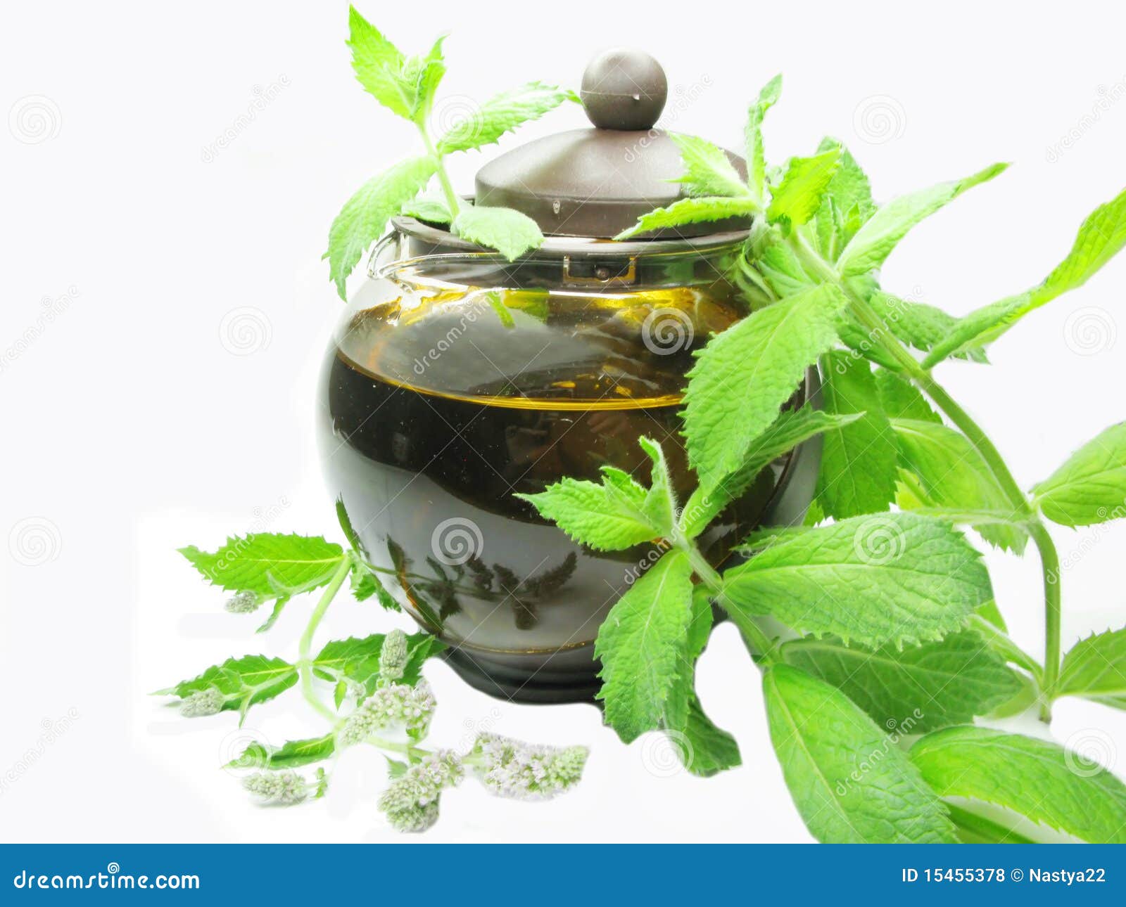 Kruiden Muntthee in Theepot Stock Foto - Image of drank, snack: 15455378