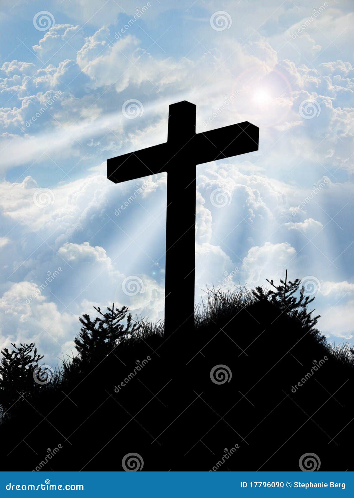 Kruis op Berg met Wolken stock illustratie. Illustration of pasen ...