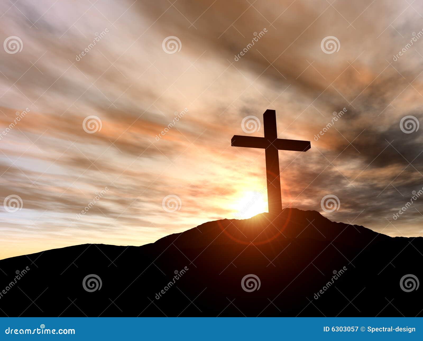 Kruis op de heuvel stock illustratie. Illustration of symbool - 6303057