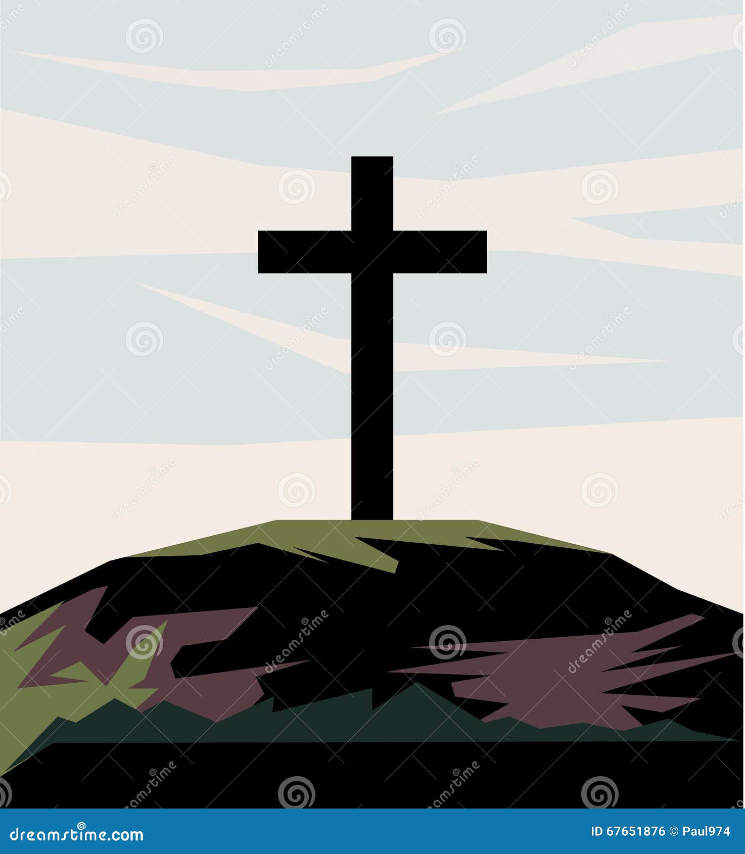 Kruis op een Berg vector illustratie. Illustration of kruisbeeld - 67651876