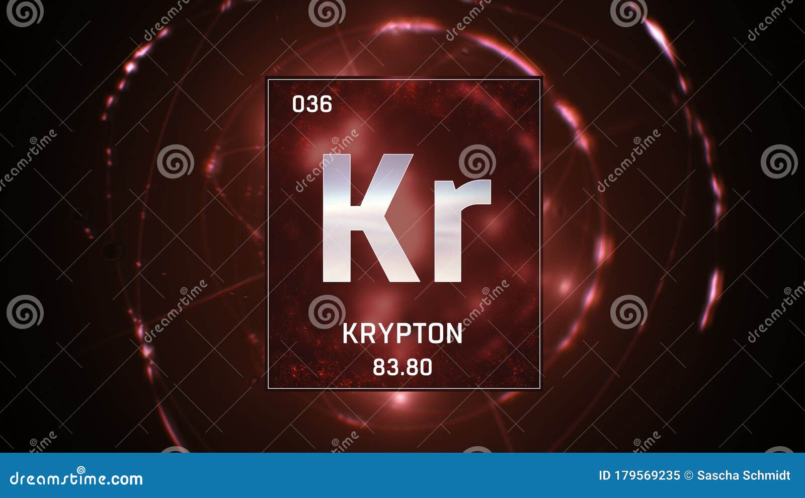 Atom Of Krypton With Detailed Core And Its 36 Electrons On White With ...