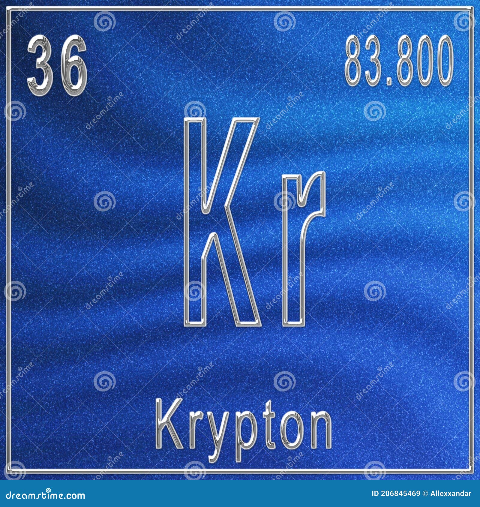 Krypton Chemical Element Symbol On Blue Bubble Background Stock ...