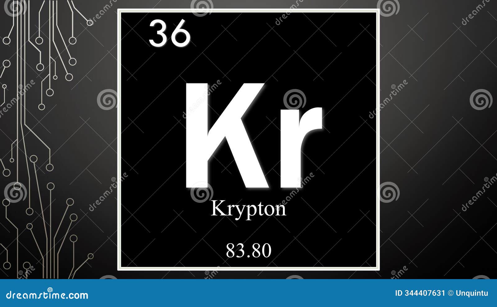 Krypton Chemical Element Symbol on Black Abstract Background Stock ...