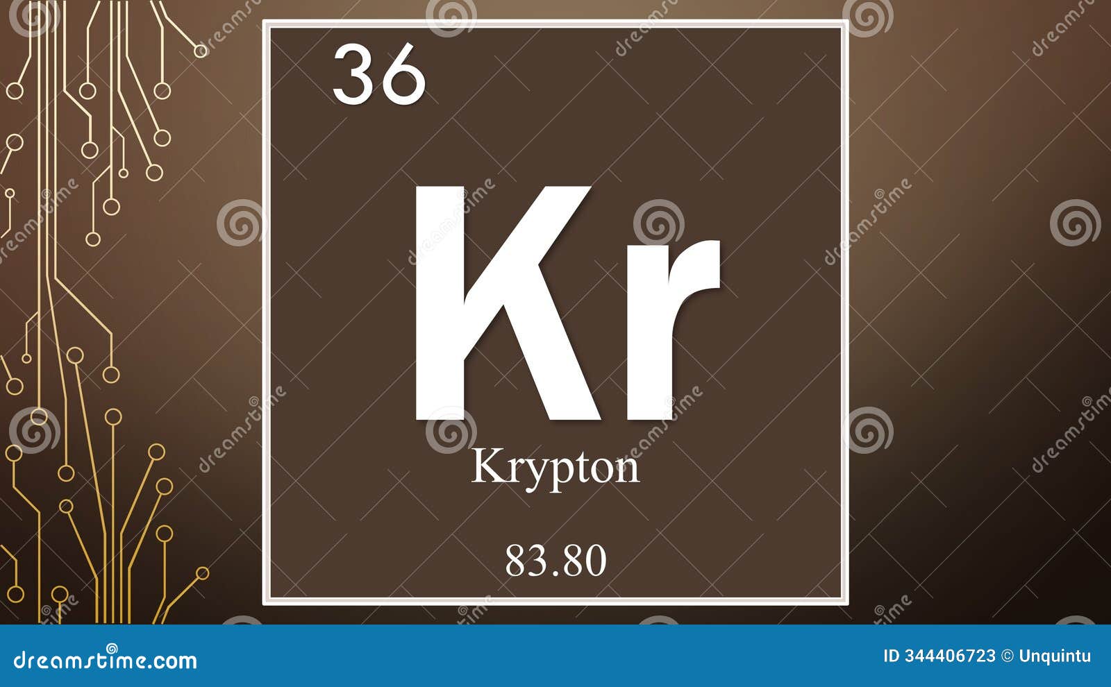 Krypton Chemical Element Symbol on Brown Abstract Background Stock ...