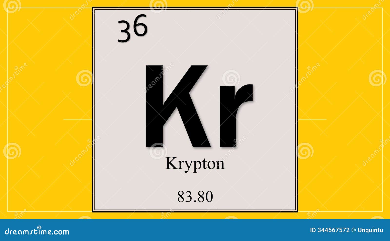 Krypton Chemical Element Symbol on Yellow Abstract Background Stock ...