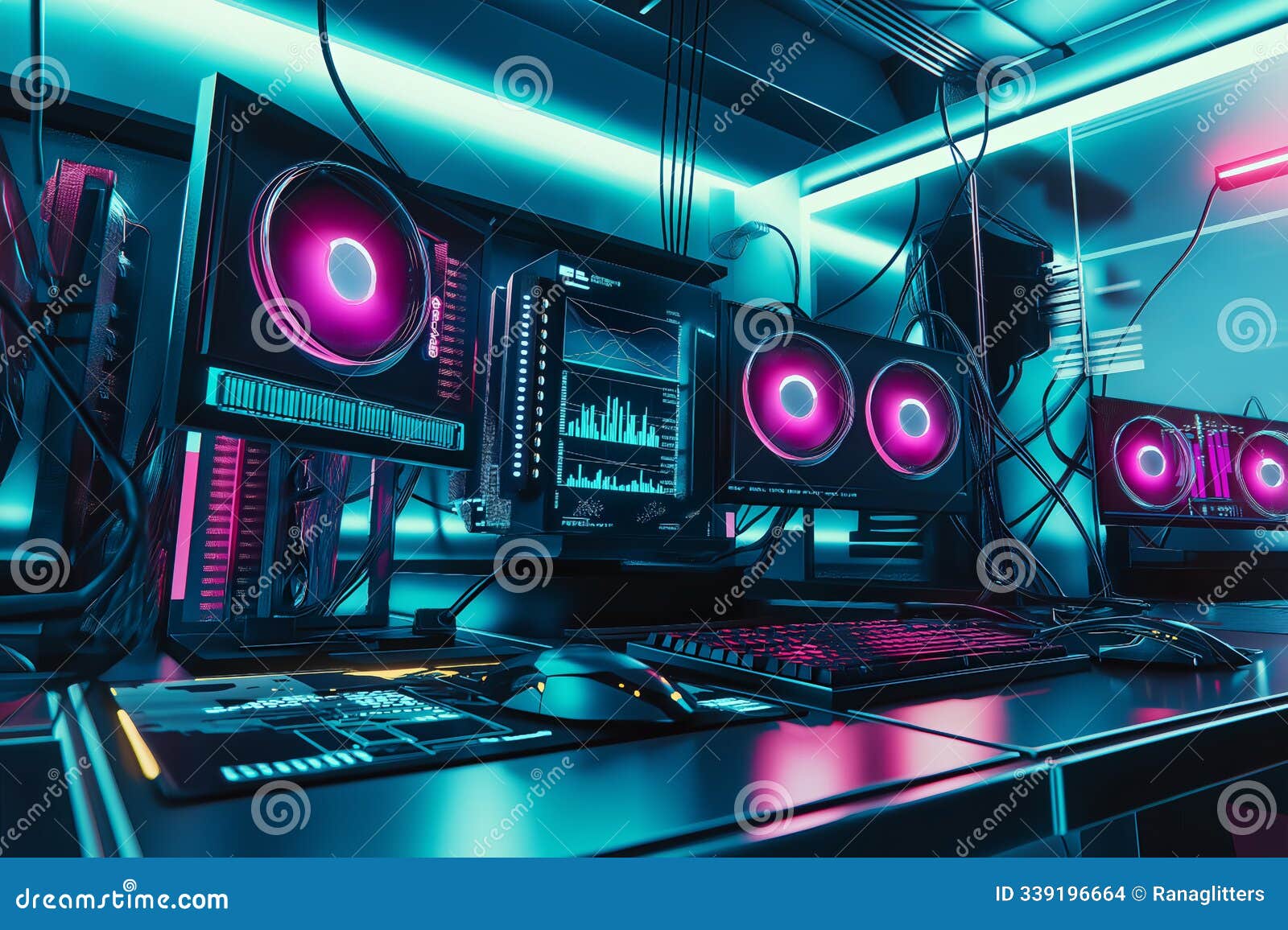 A Krypton Currency Mining Setup Features Multiple Computer Rigs, Each ...