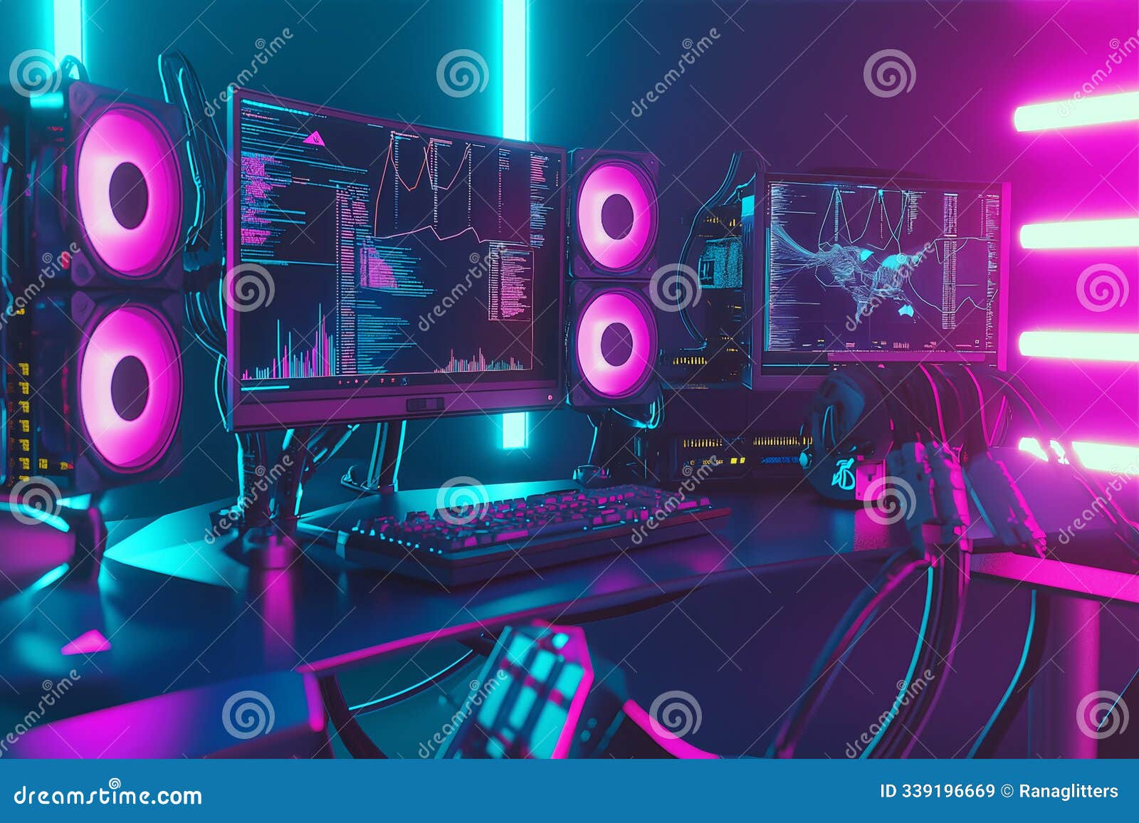 A Krypton Currency Mining Setup Features Multiple Computer Rigs, Each ...