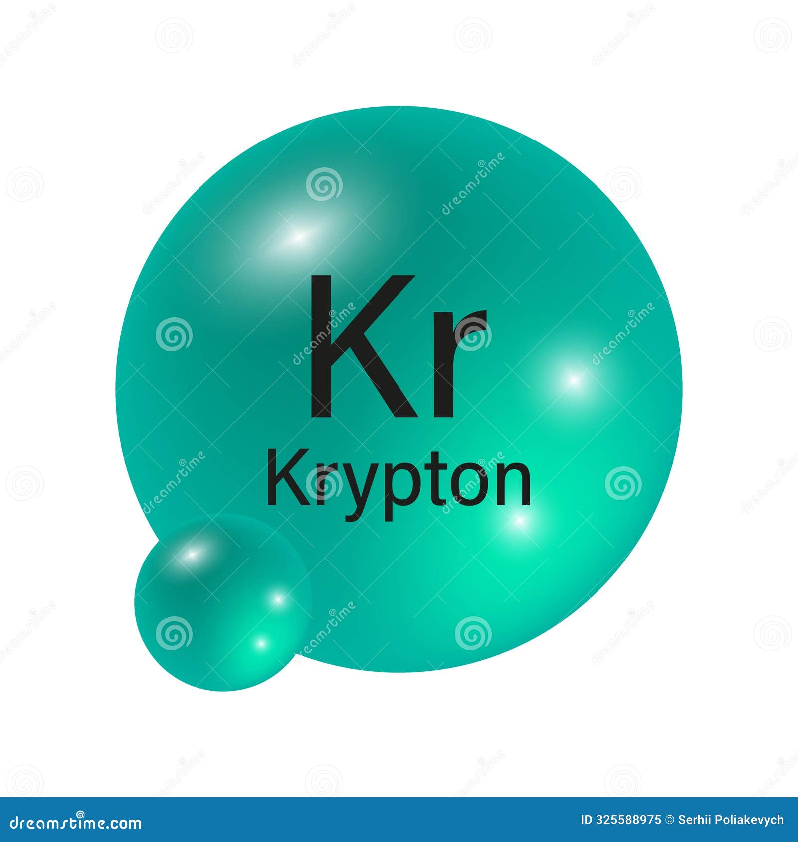 Krypton Element Icon. Green Gradient Sphere. Atomic Symbol Kr. Vector ...