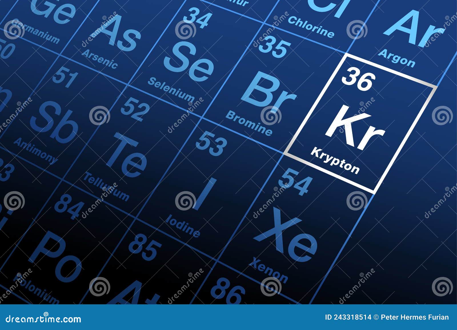 Krypton On Periodic Table Of The Elements, With Element Symbol Kr ...