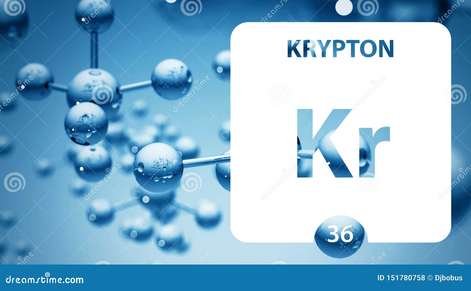 Krypton Kr, Chemical Element Sign. 3D Rendering Isolated on White ...