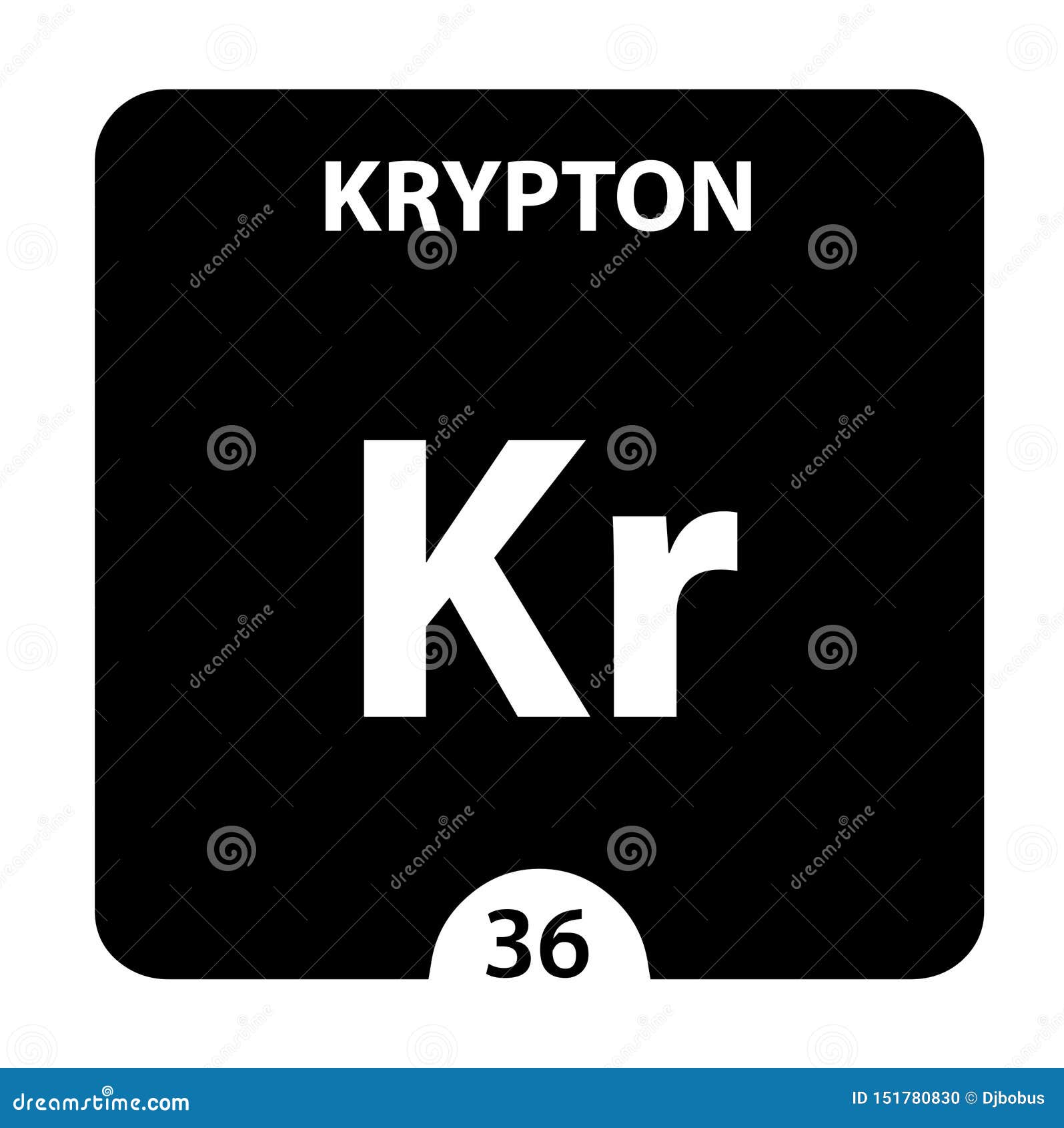 Krypton Kr, Chemical Element Sign. 3D Rendering Isolated on White ...