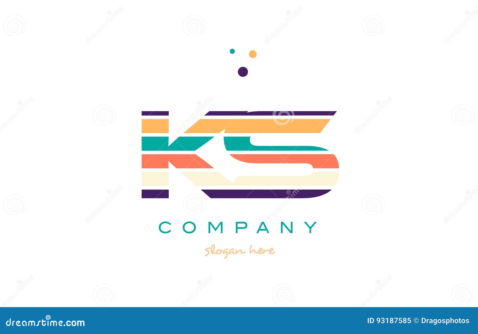 Ks K S Line Stripes Pastel Color Alphabet Letter Logo Icon Template Vector Stock Vector