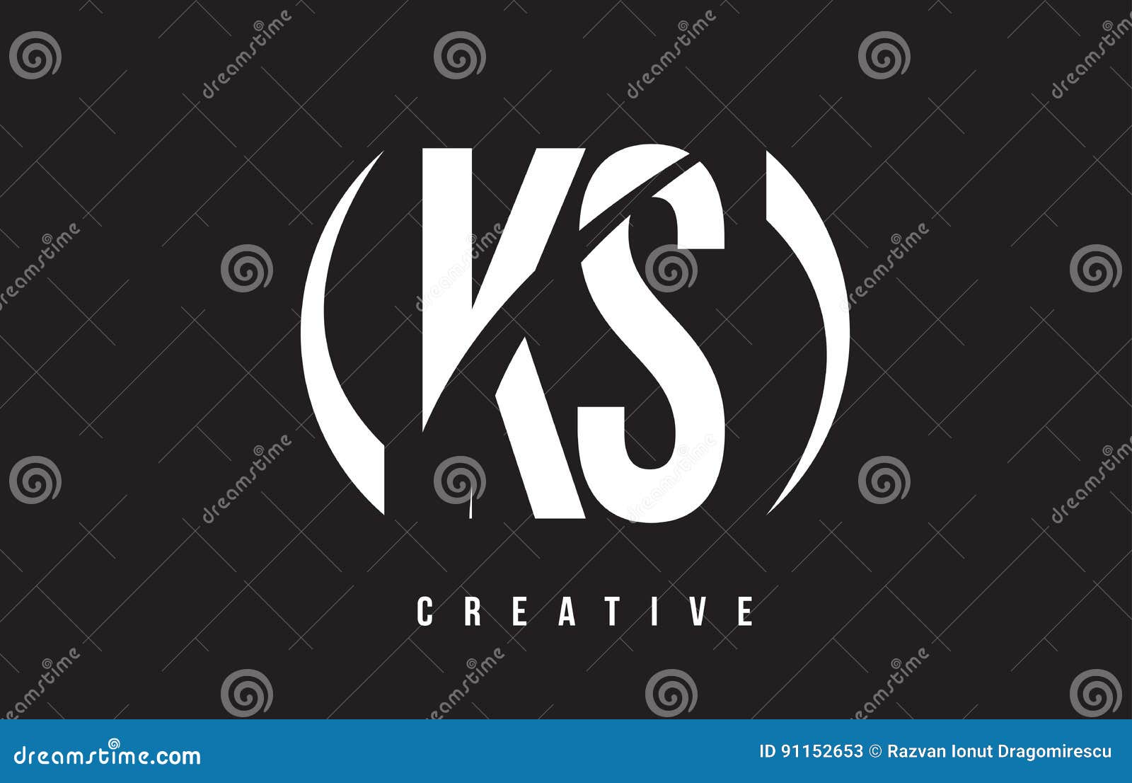 KS K S White Letter Logo Design with Black Background. Stock Vector ...