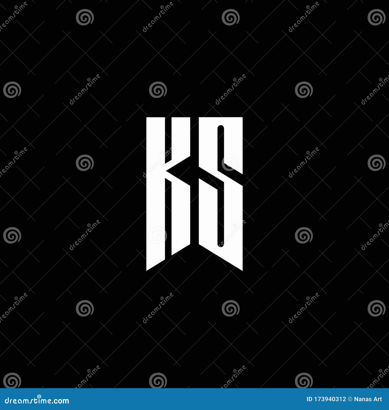 KS Logo Monogram with Emblem Style Isolated on Black Background Stock ...