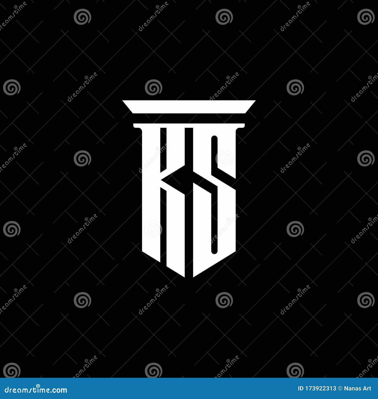 KS Monogram Logo with Emblem Style Isolated on Black Background Stock ...