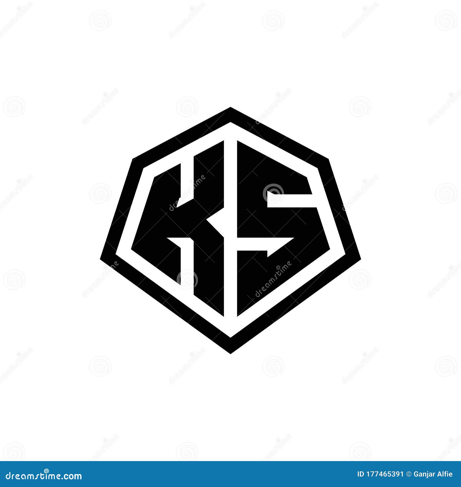 KS Monogram Logo with Hexagon Shape and Line Rounded Style Design ...