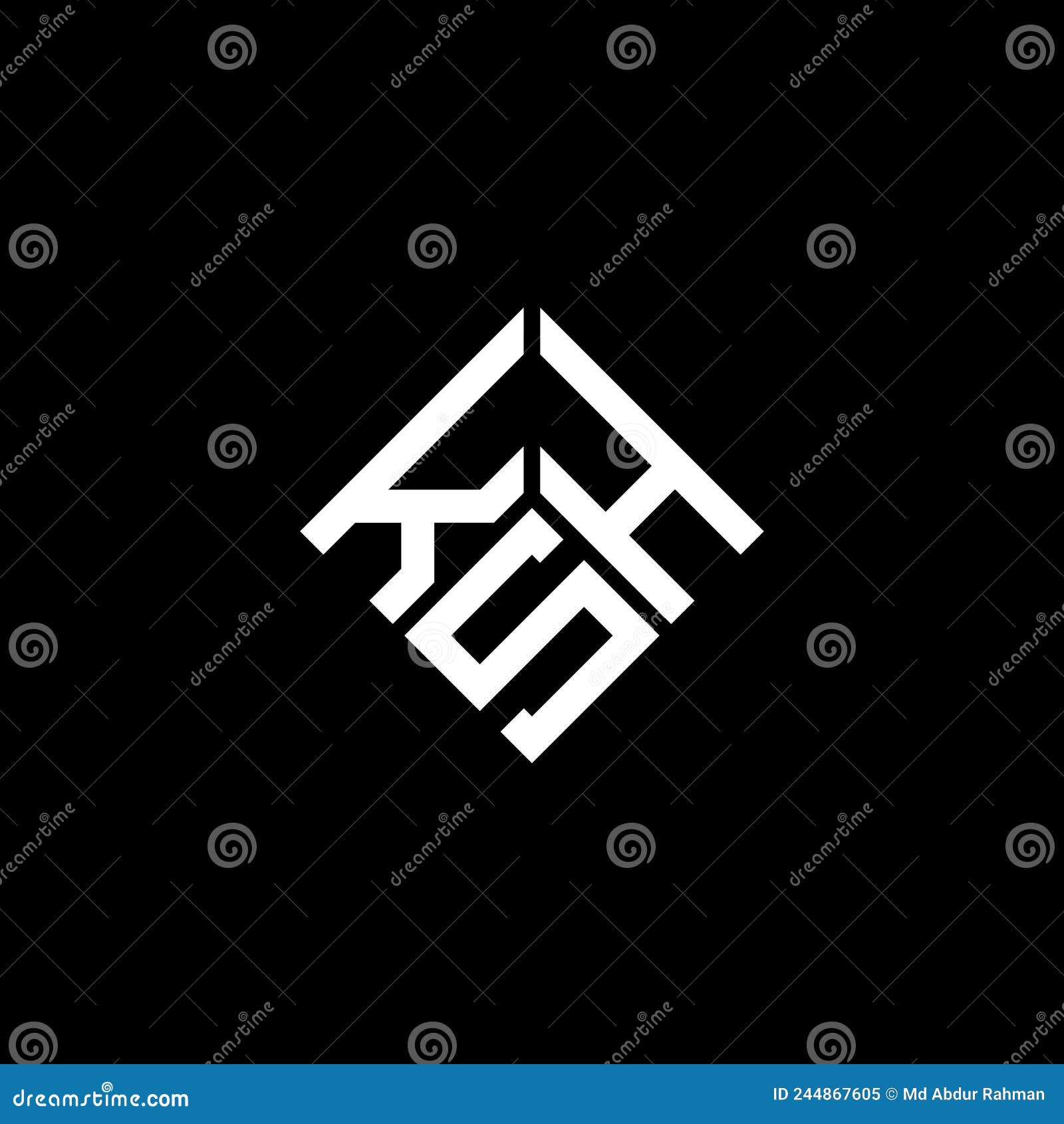 KSH Letter Logo Design on Black Background. KSH Creative Initials ...