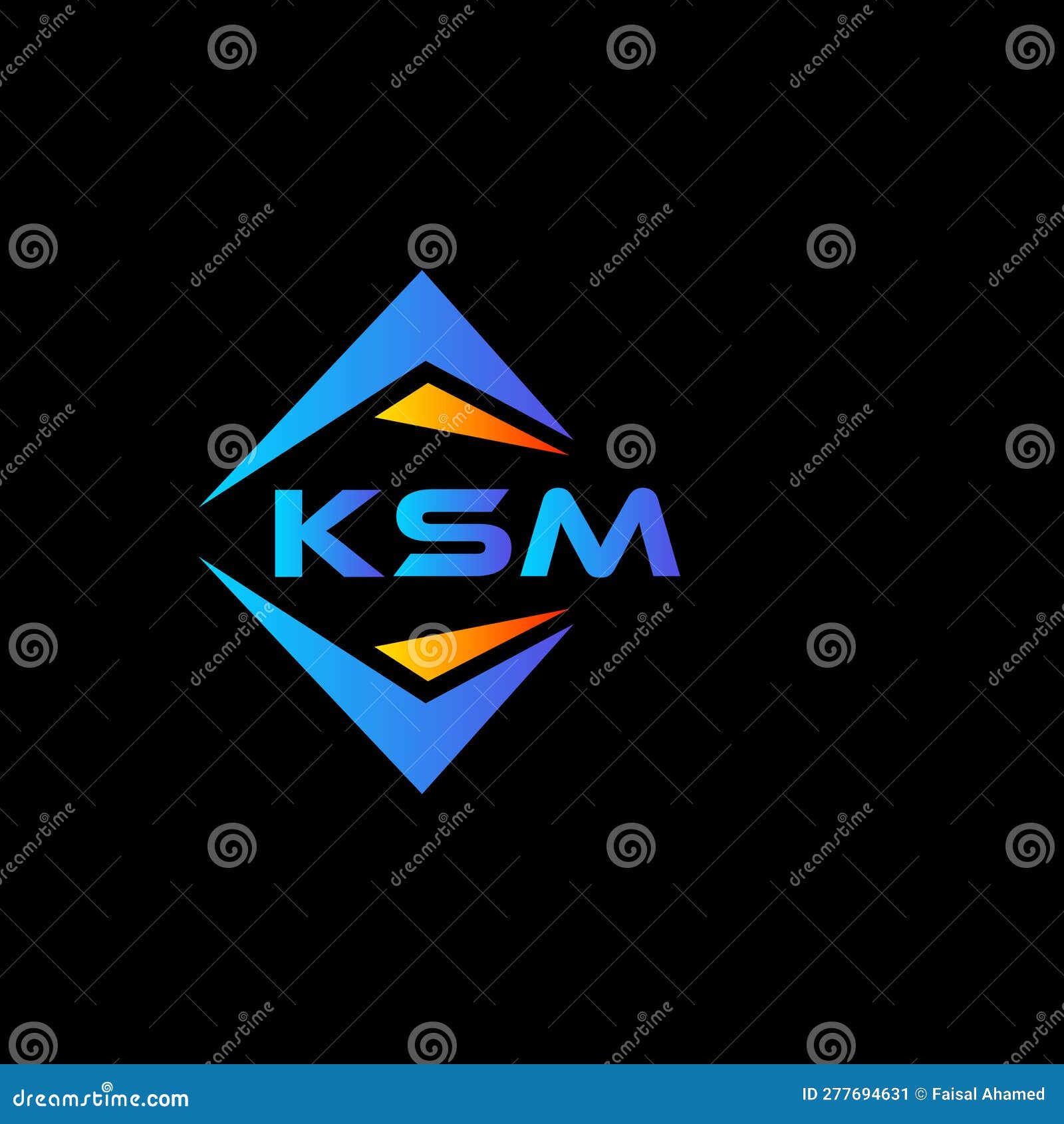 KSM Abstract Technology Logo Design on Black Background. KSM Creative ...
